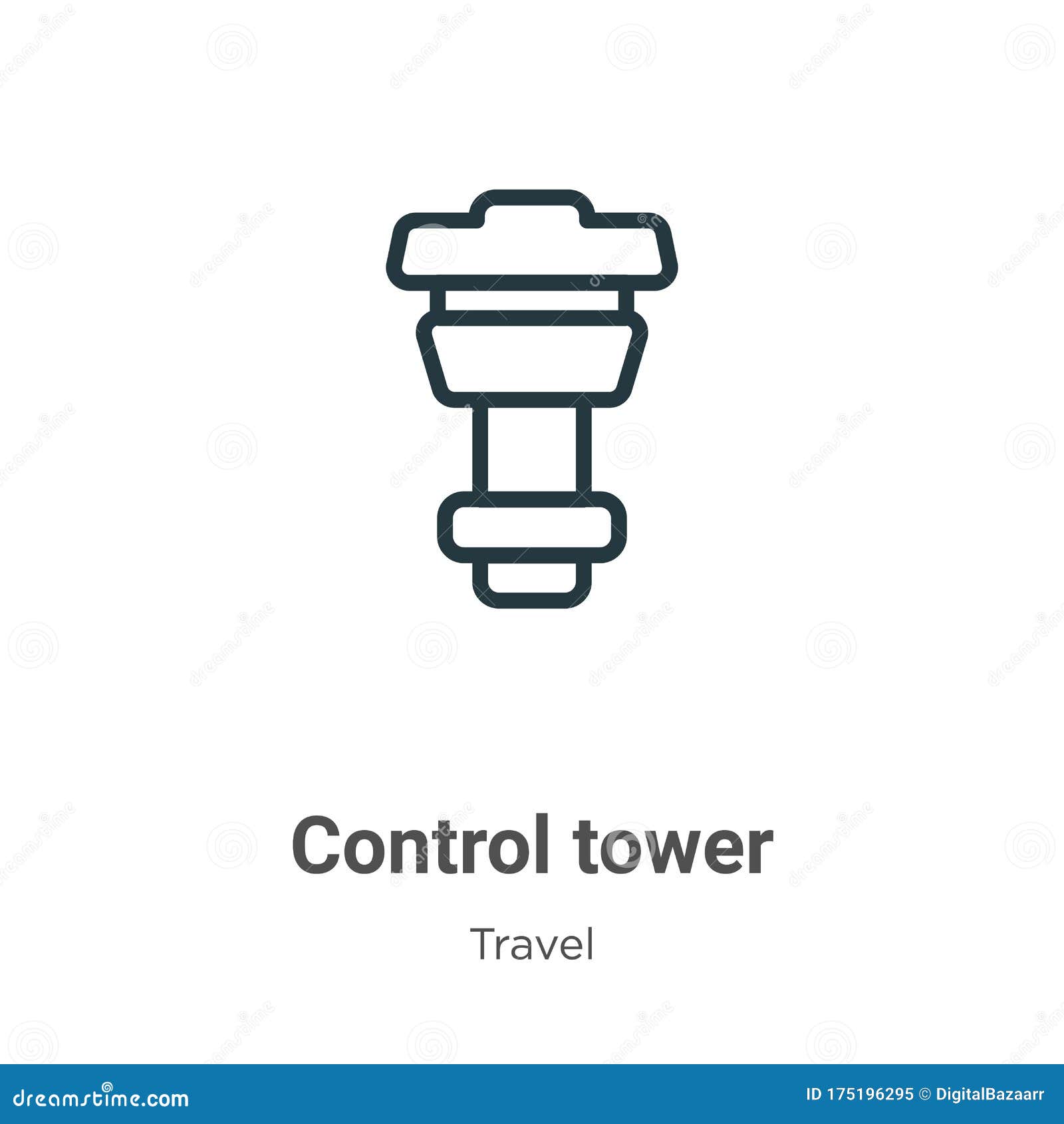 Control Tower Outline Vector Icon. Thin Line Black Control Tower Icon ...