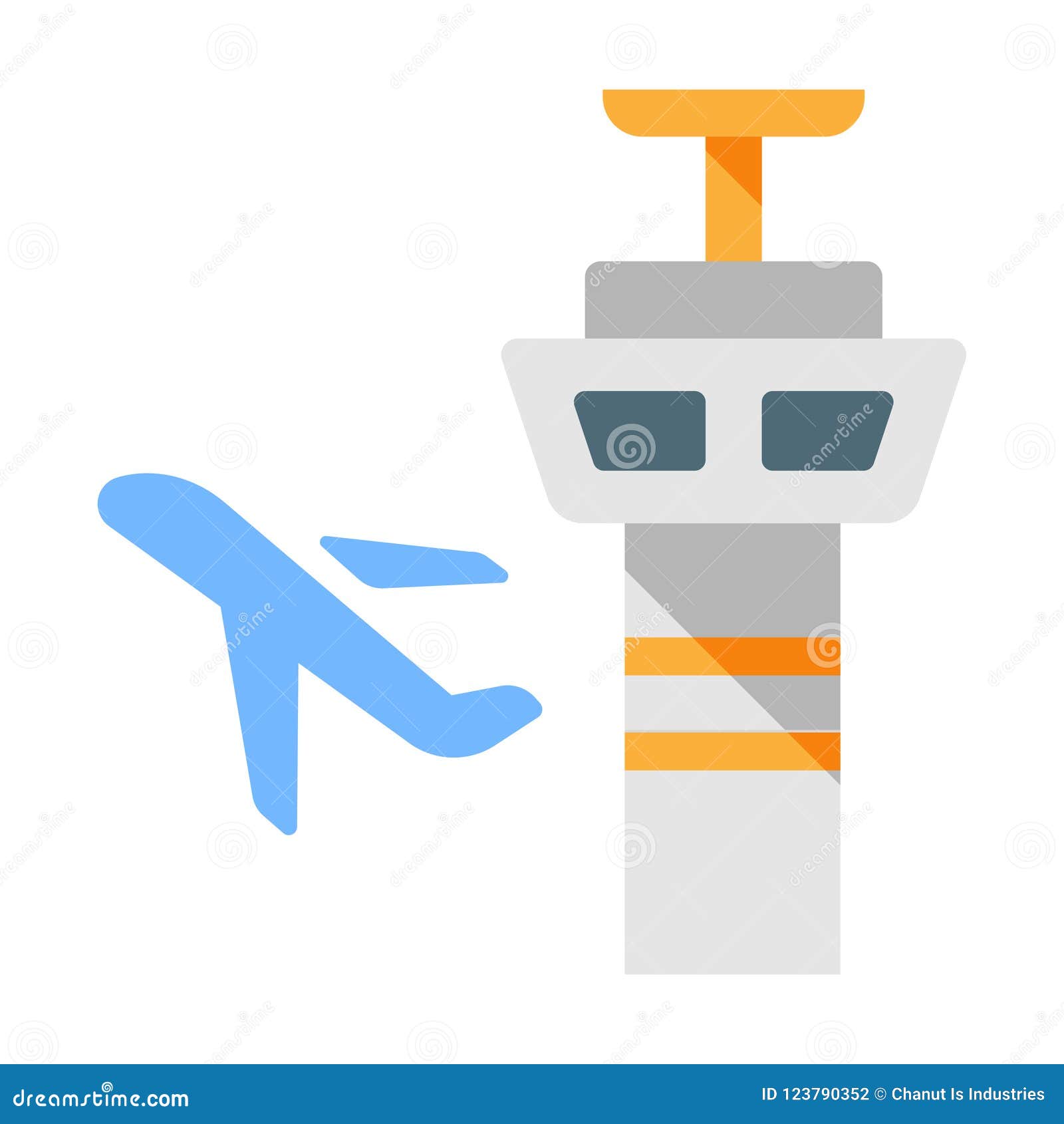 Control Tower Flat Illustration Stock Vector - Illustration of traffic ...