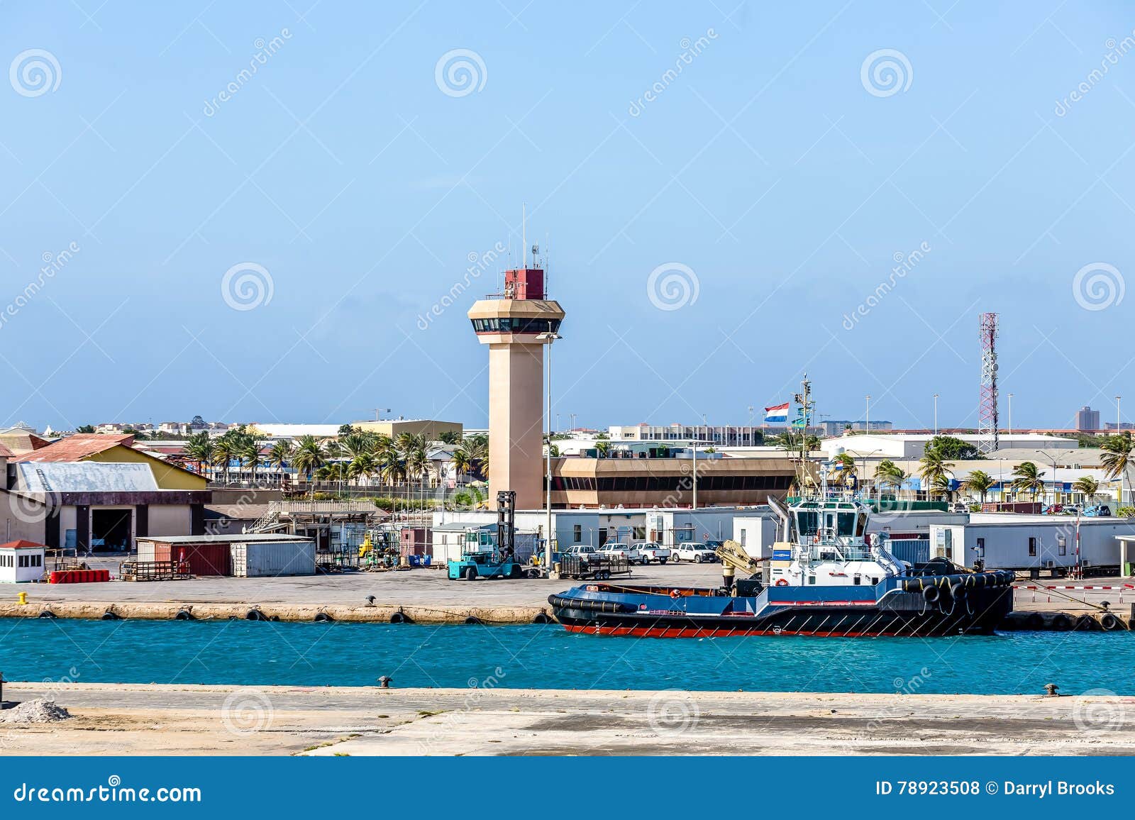 Control Tower in Shipping Terminal Stock Photo - Image of port ...