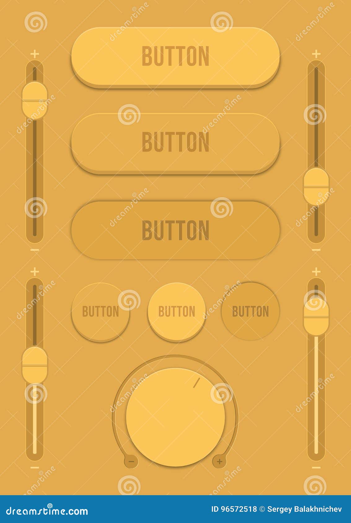 Control User Interface. a Set of Buttons, Sensors and Sliders in Retro ...