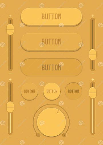 Control User Interface. a Set of Buttons, Sensors and Sliders in Retro ...
