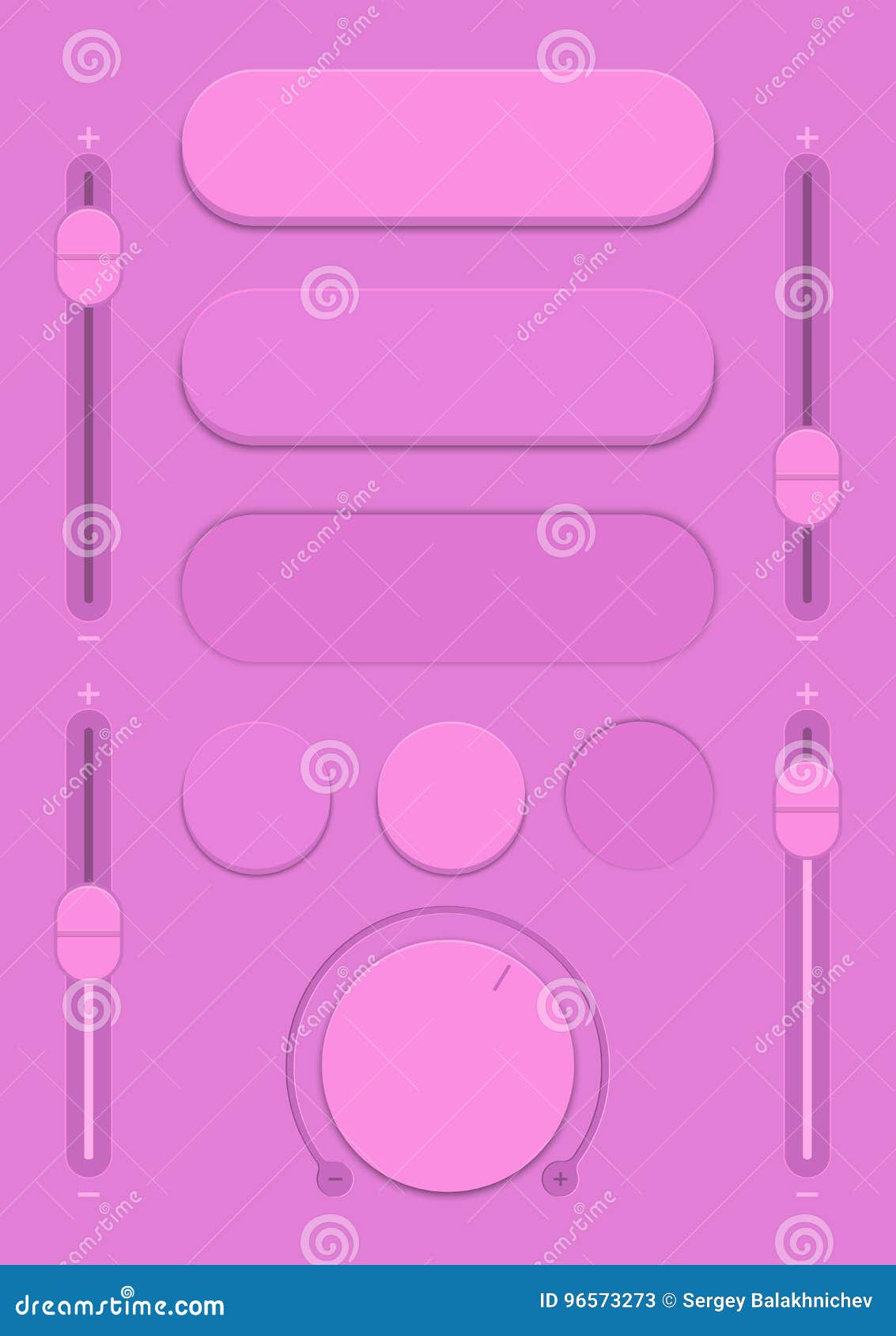 Control User Interface. a Set of Buttons, Sensors and Sliders in Retro ...