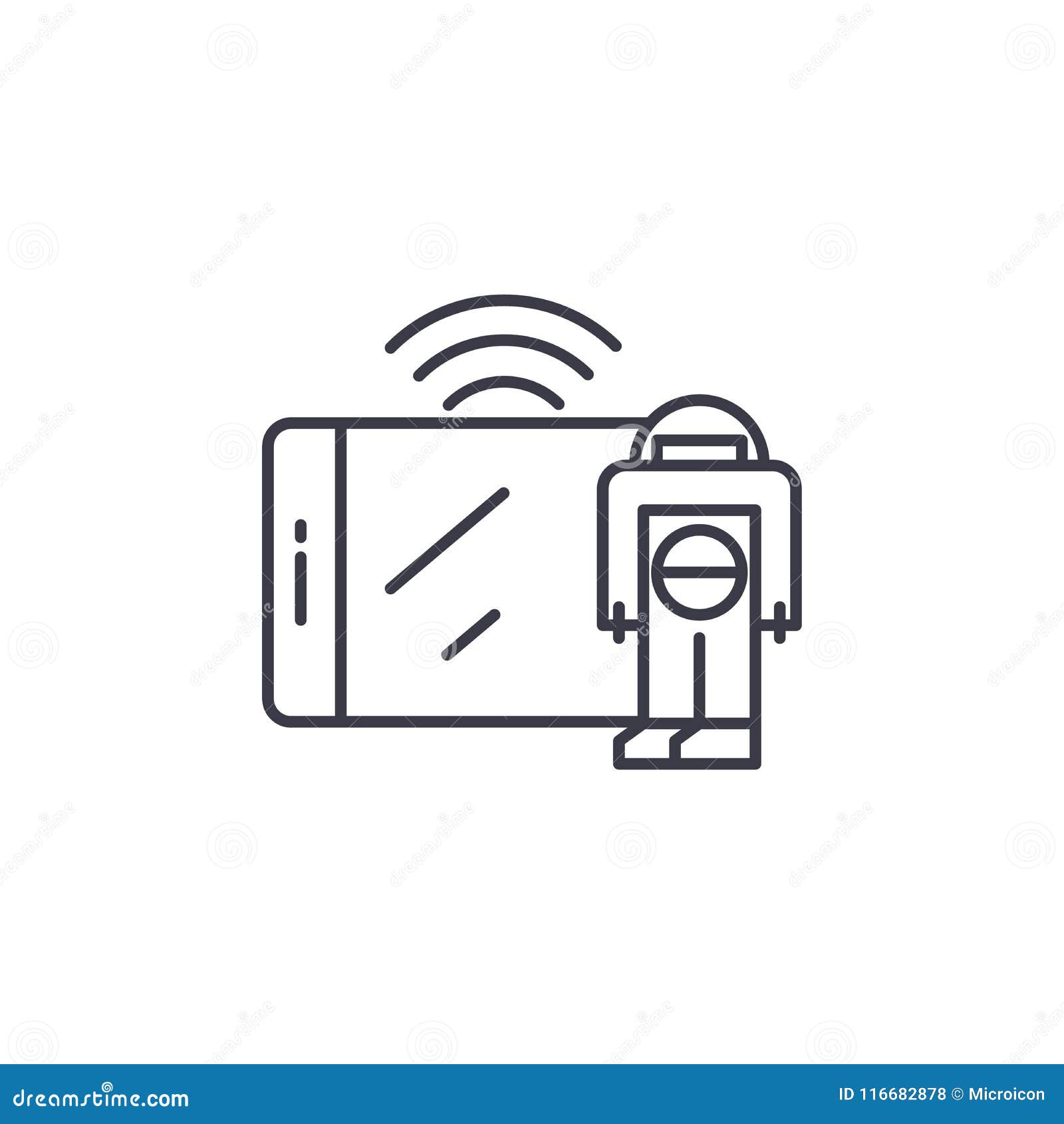 Control Via Mobile Devices Linear Icon Concept. Control Via Mobile ...