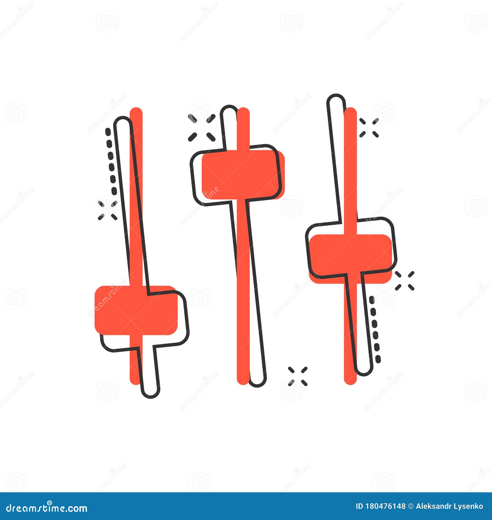 Control Volume Icon in Comic Style. Audio Adjusting Cartoon Sign Vector ...