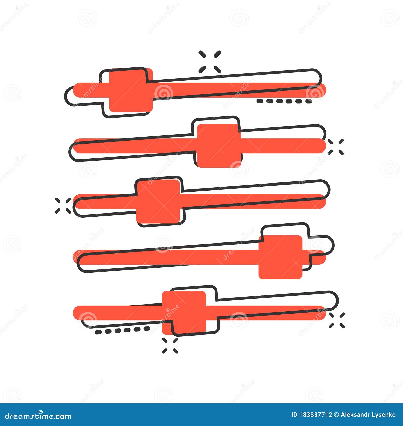 Control Volume Icon in Comic Style. Audio Adjusting Cartoon Sign Vector ...