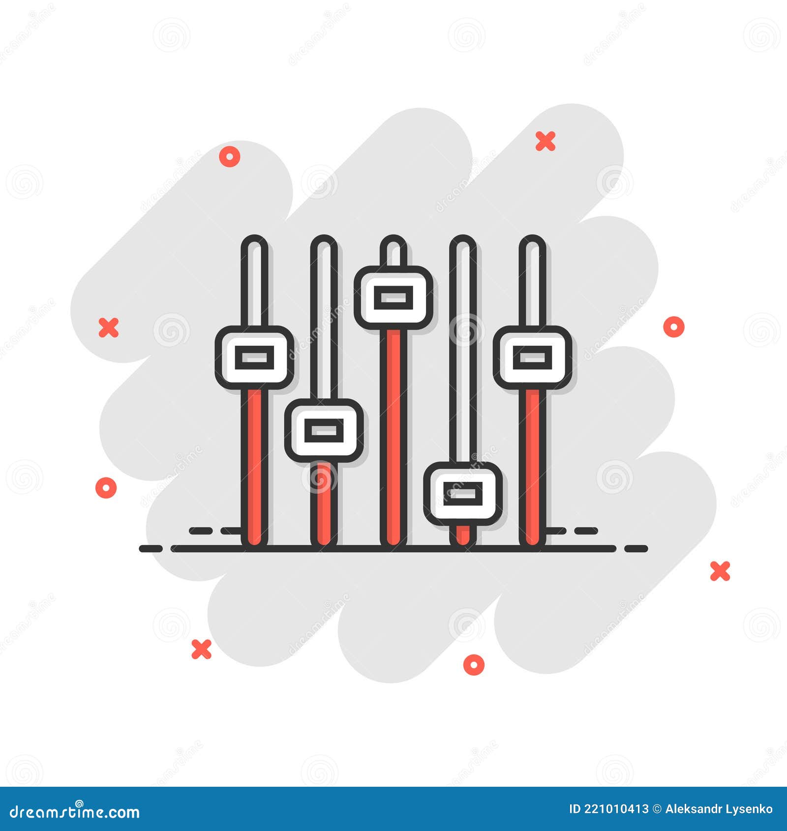 Control Volume Icon In Comic Style. Audio Adjusting Cartoon Sign Vector ...