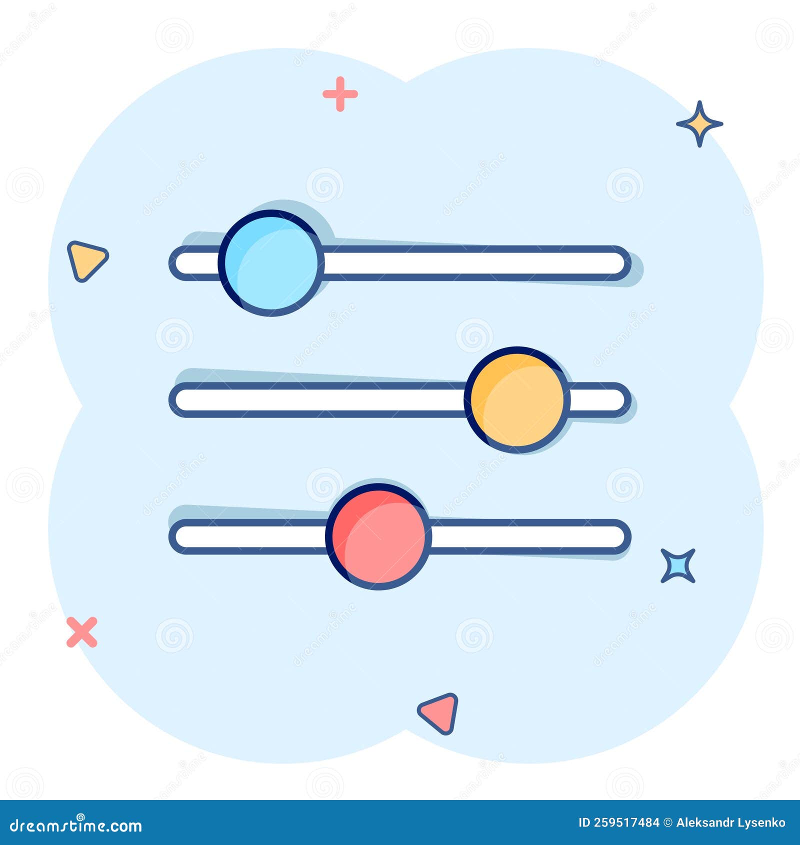 Control Volume Icon In Comic Style. Audio Adjusting Cartoon Sign Vector ...