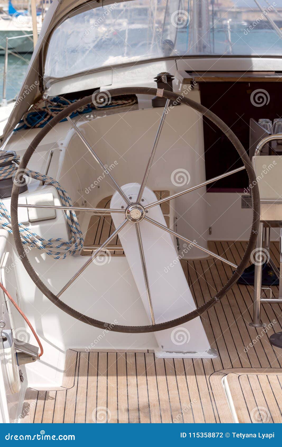 The Control Wheel on the Ship Stock Photo - Image of govern, activity ...