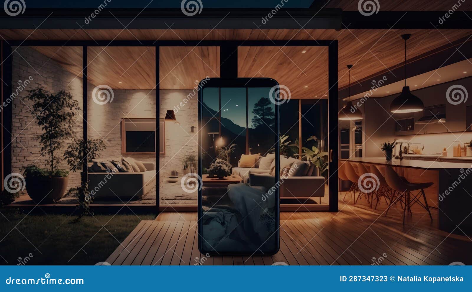 Control Your Home With Your Phone Iot Technology Stock Illustration