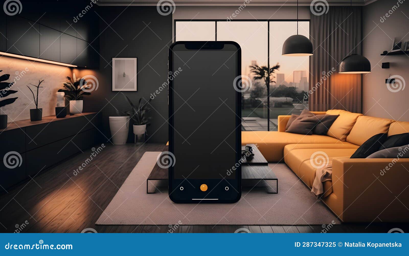 Control Your Home With Your Phone Iot Technology Stock Illustration