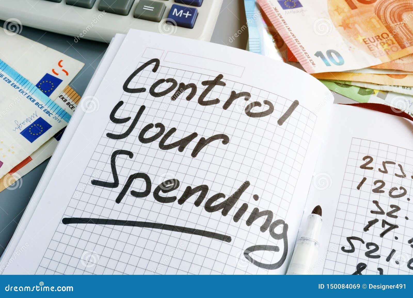 Control Your Spending. Budgeting Book and Euros Stock Image - Image of ...