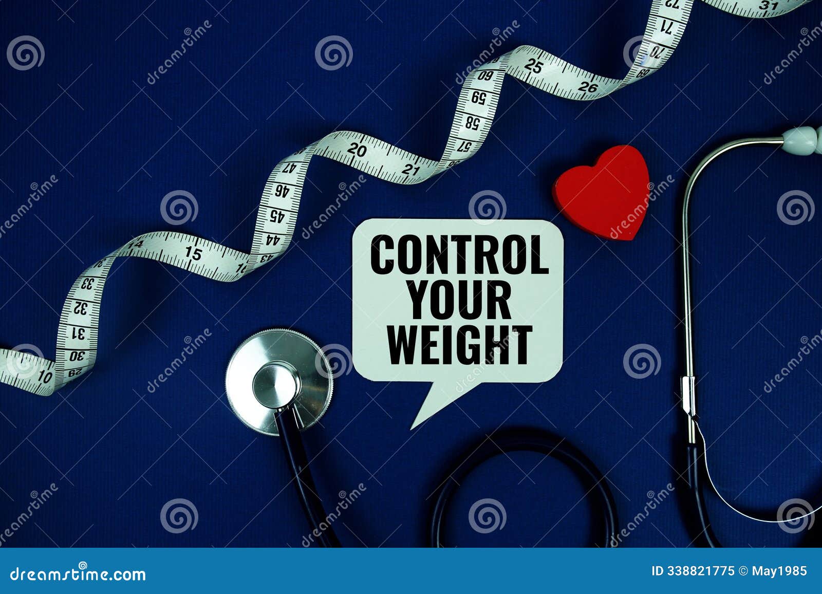 Control Your Weight Text with Stethoscope and Measuring Tape Top View ...
