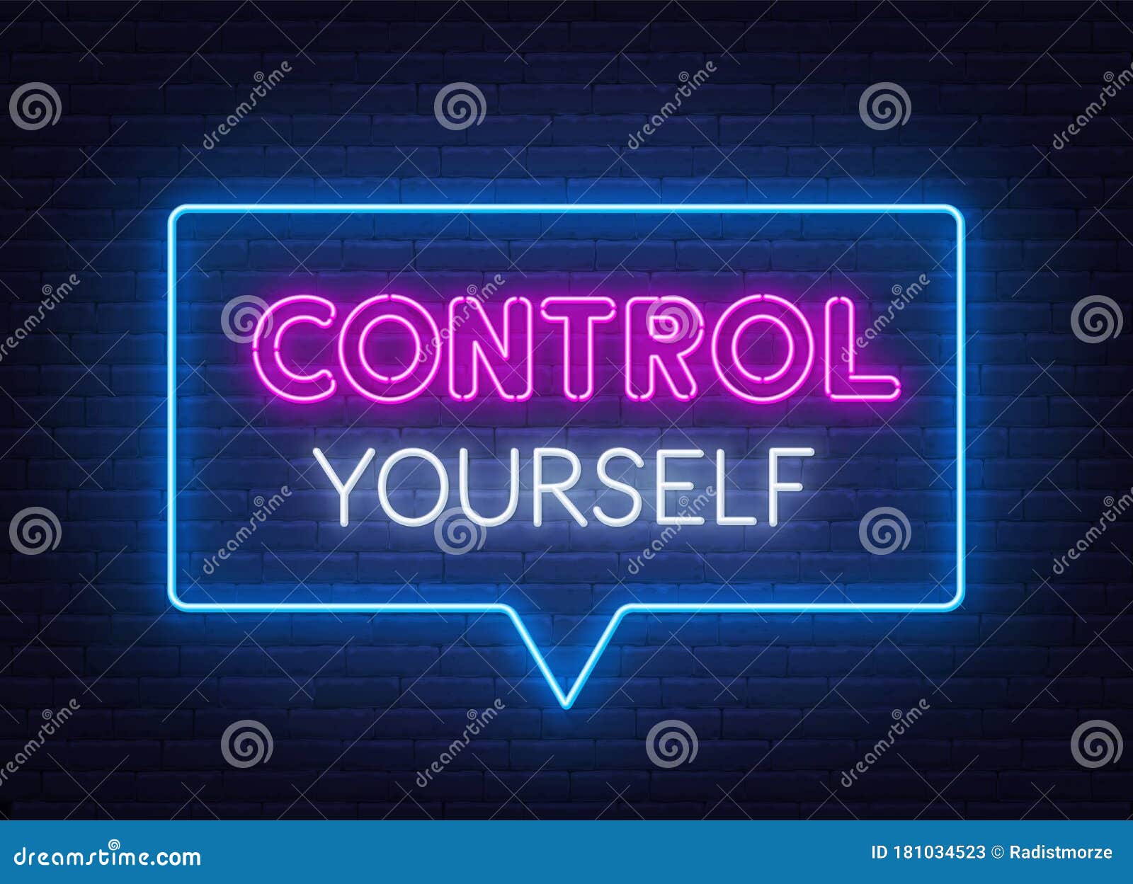 Control Yourself Neon Sign on Brick Wall Background. Stock Vector ...