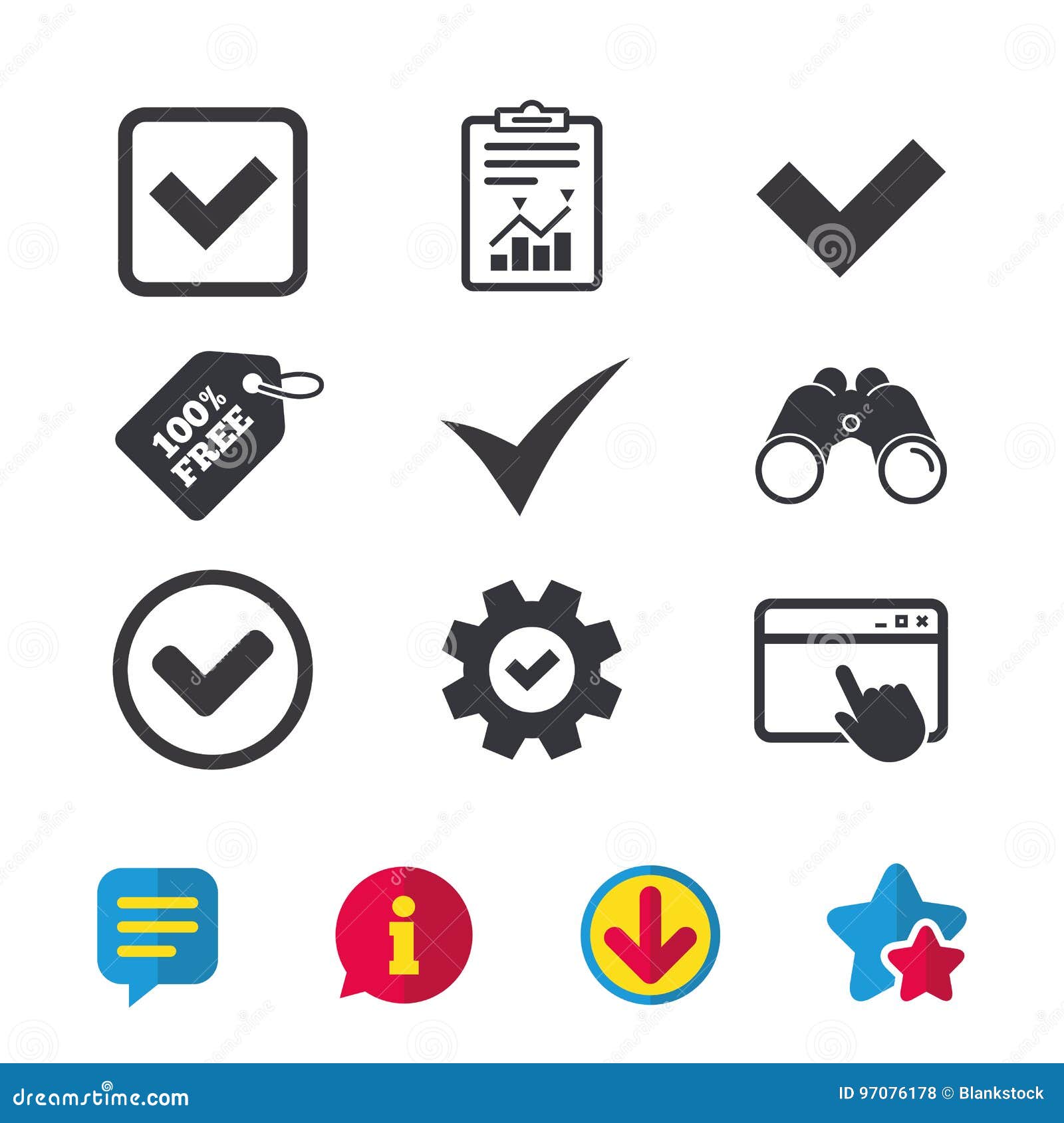 Controle Las Muestras El Checkbox Confirma Iconos Ilustración del ...