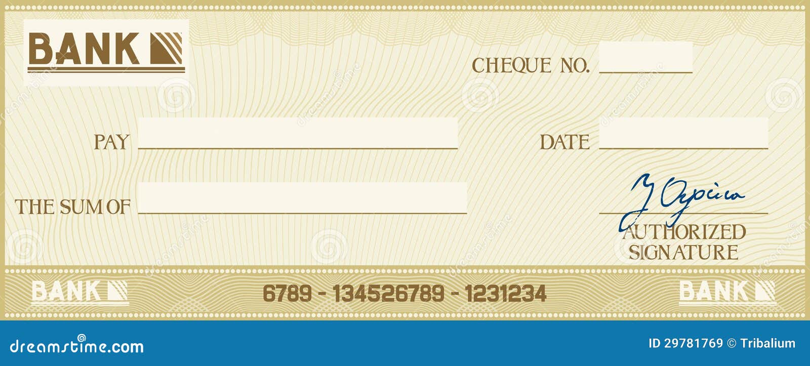 De cheque van de bank vector illustratie. Illustration of zaken - 29781769