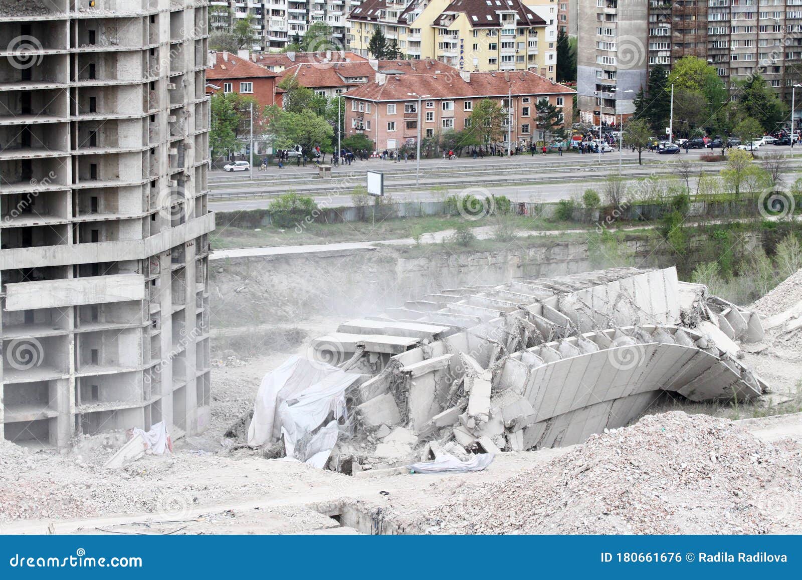 Controlled Explosion with Blasts of a Big Building, Abandoned Building ...
