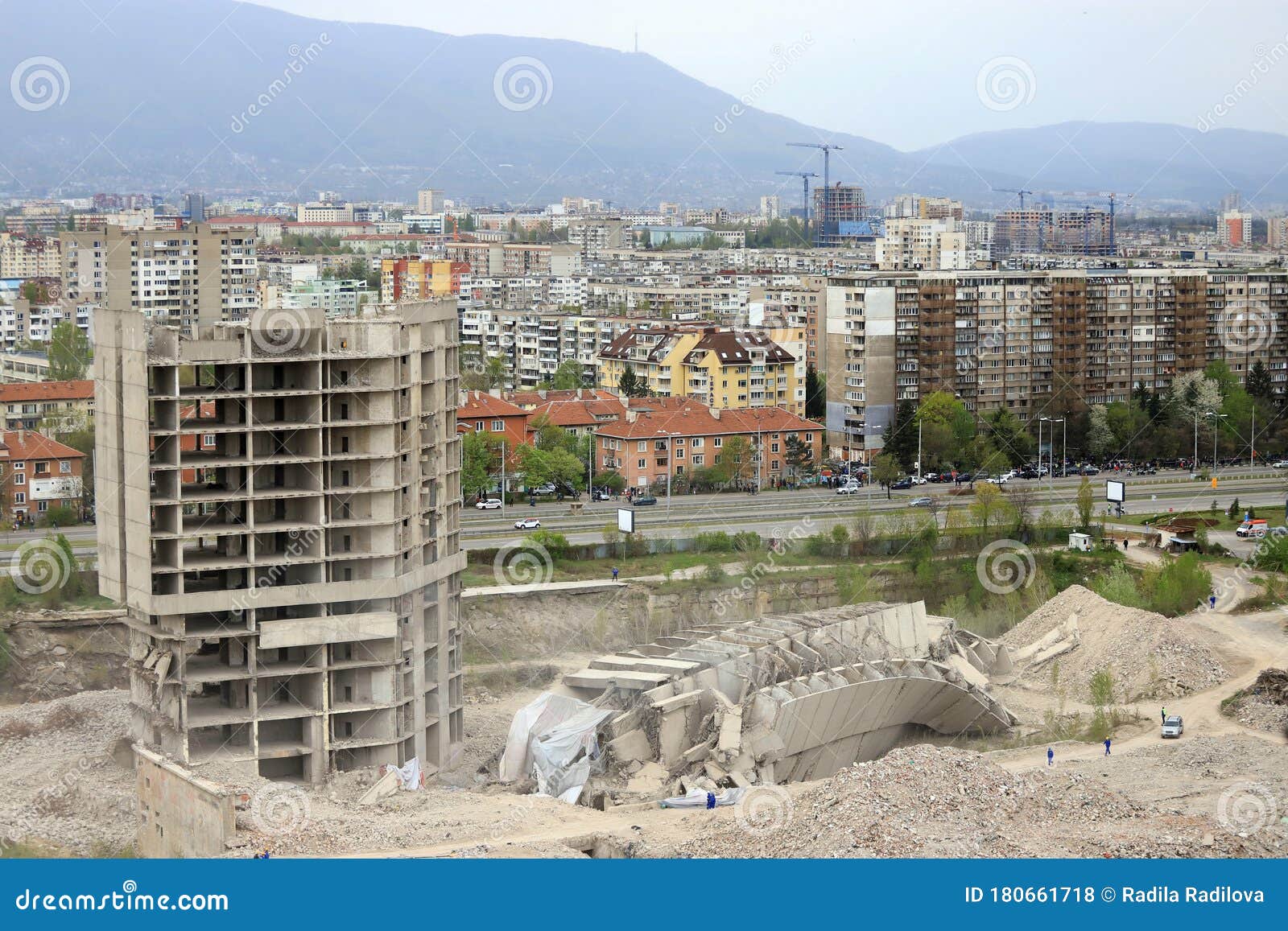 Controlled Explosion with Blasts of a Big Building Editorial Stock ...