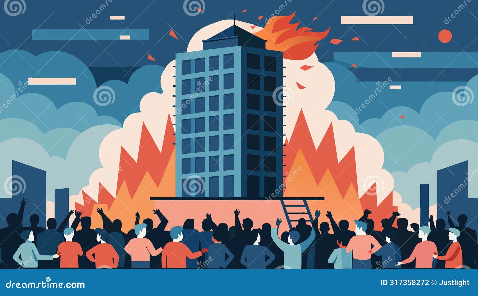 The Controlled Implosion of a Highrise Building As Crowds Watch from a ...