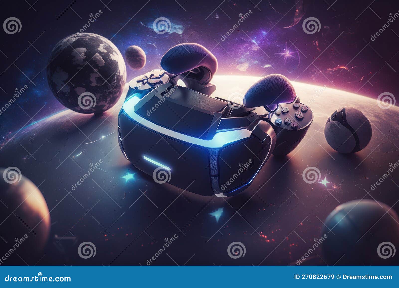 Controller Floating in Space with a Futuristic Wireless Headset and ...