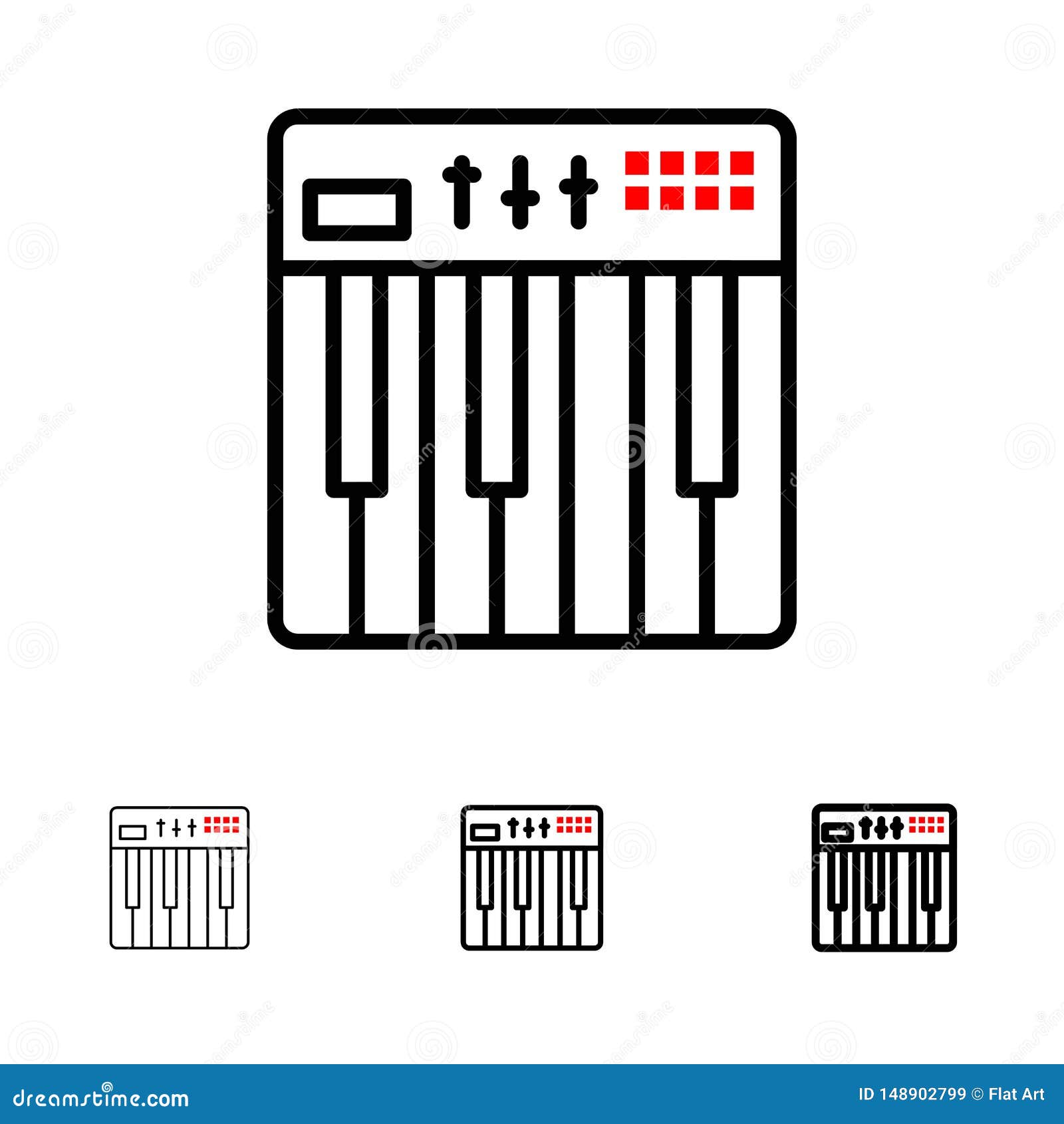 Controller, Hardware, Keyboard, Midi, Music Bold and Thin Black Line ...