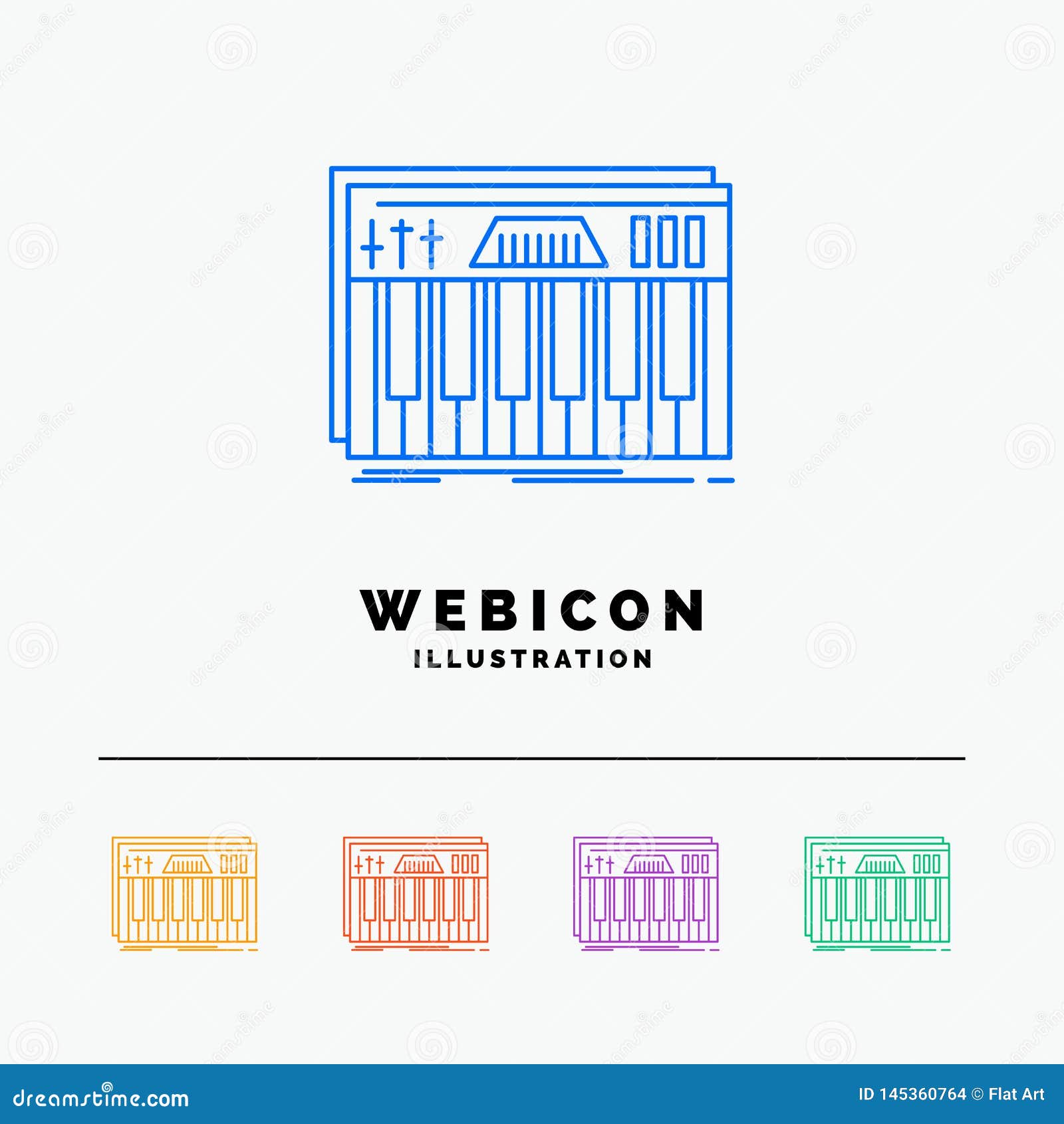 Controller, Keyboard, Keys, Midi, Sound 5 Color Line Web Icon Template Isolated on White. Vector ...