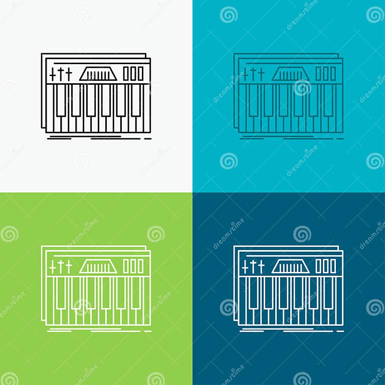 Controller, Keyboard, Keys, Midi, Sound Icon Over Various Background. Line Style Design ...