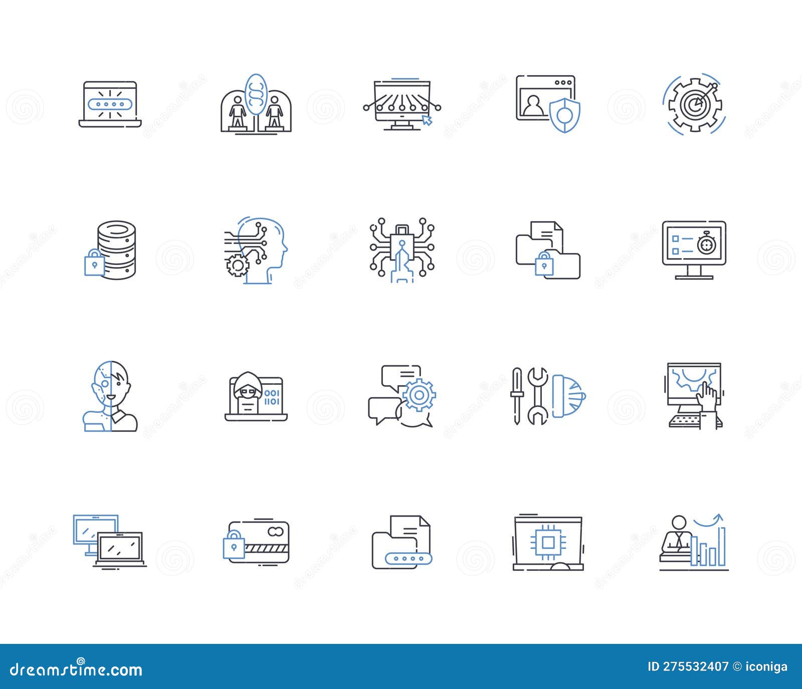 Controller Line Icons Collection Efficacy Operation Function