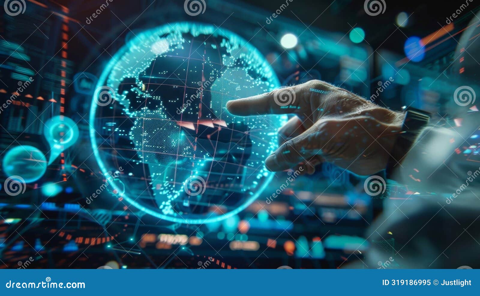 A Controller Pointing at the Holographic Globe Giving Instructions for ...