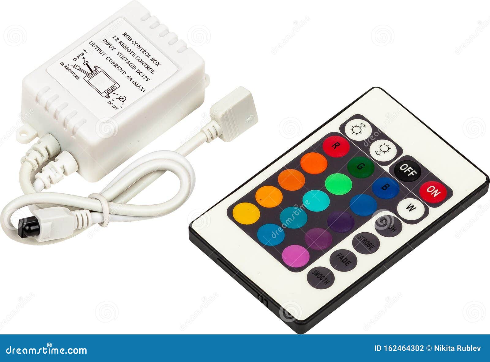 Controller for RGB LED with Remote Control Isolated on White Stock ...