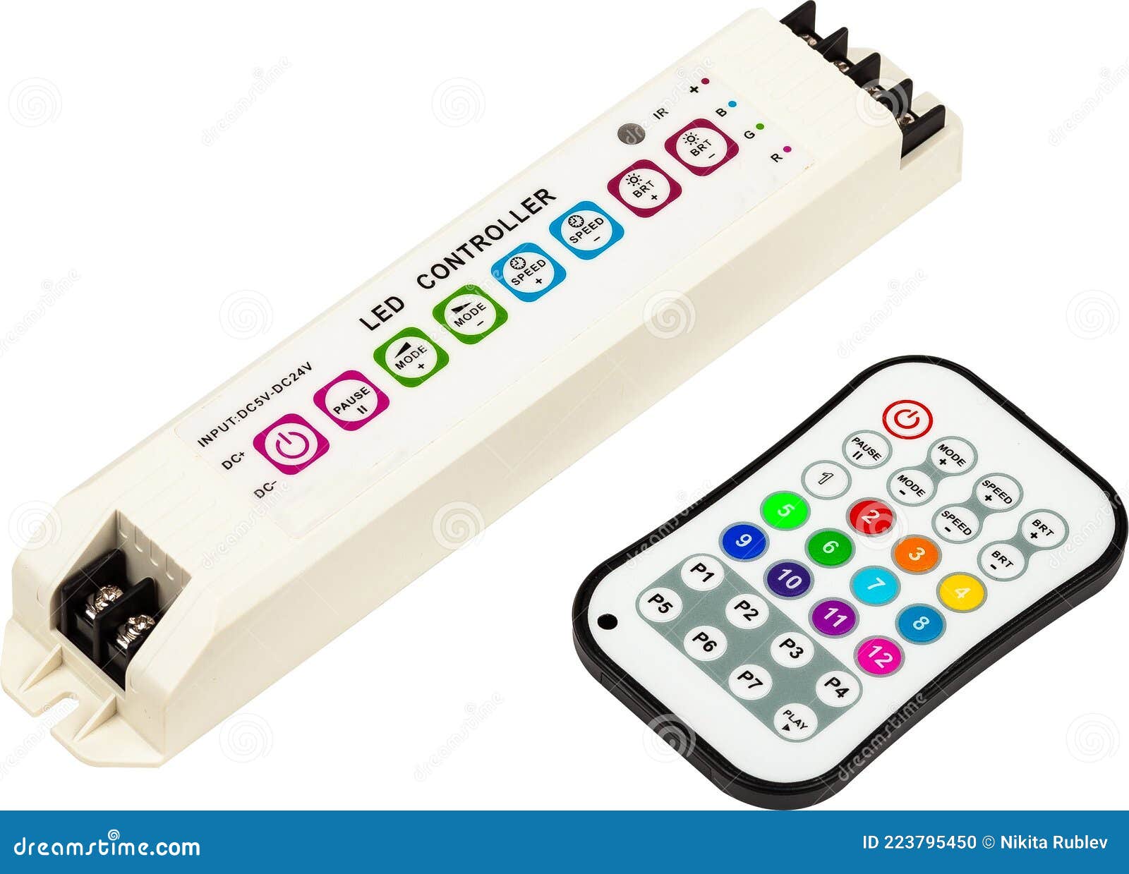 Controller for RGB LED with Remote Control Isolated on White Stock ...