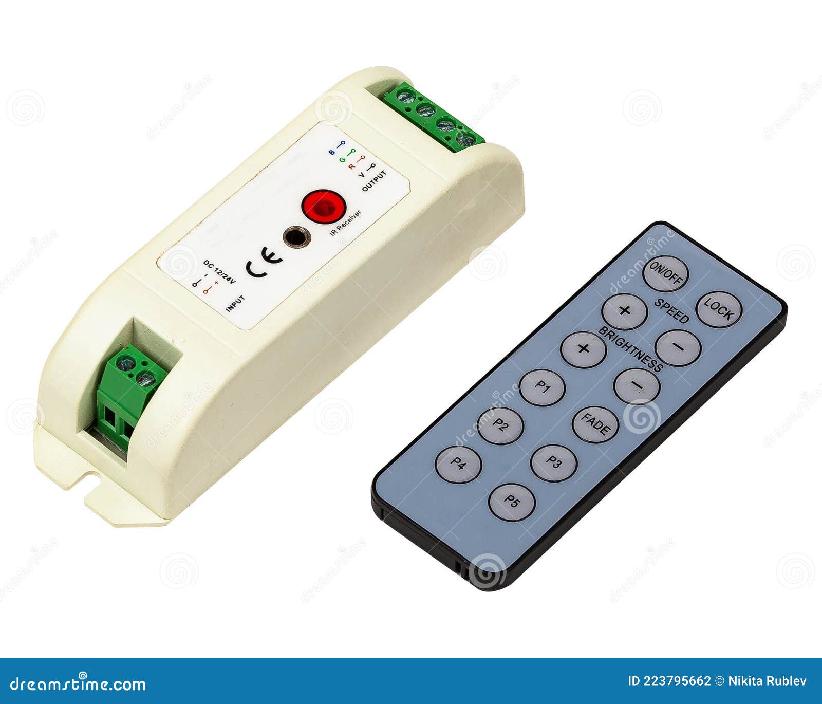 Controller for RGB LED with Remote Control Isolated on White Stock ...
