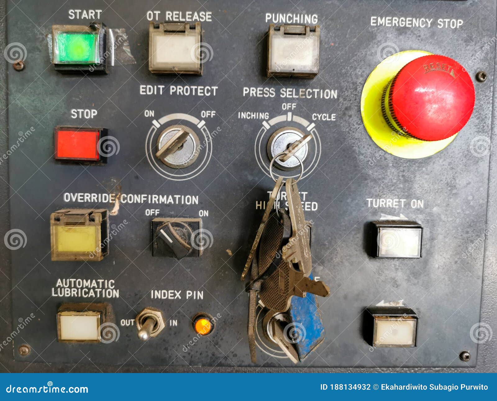 Controller Switches of Cnc Machine with Tags Stock Photo - Image of ...