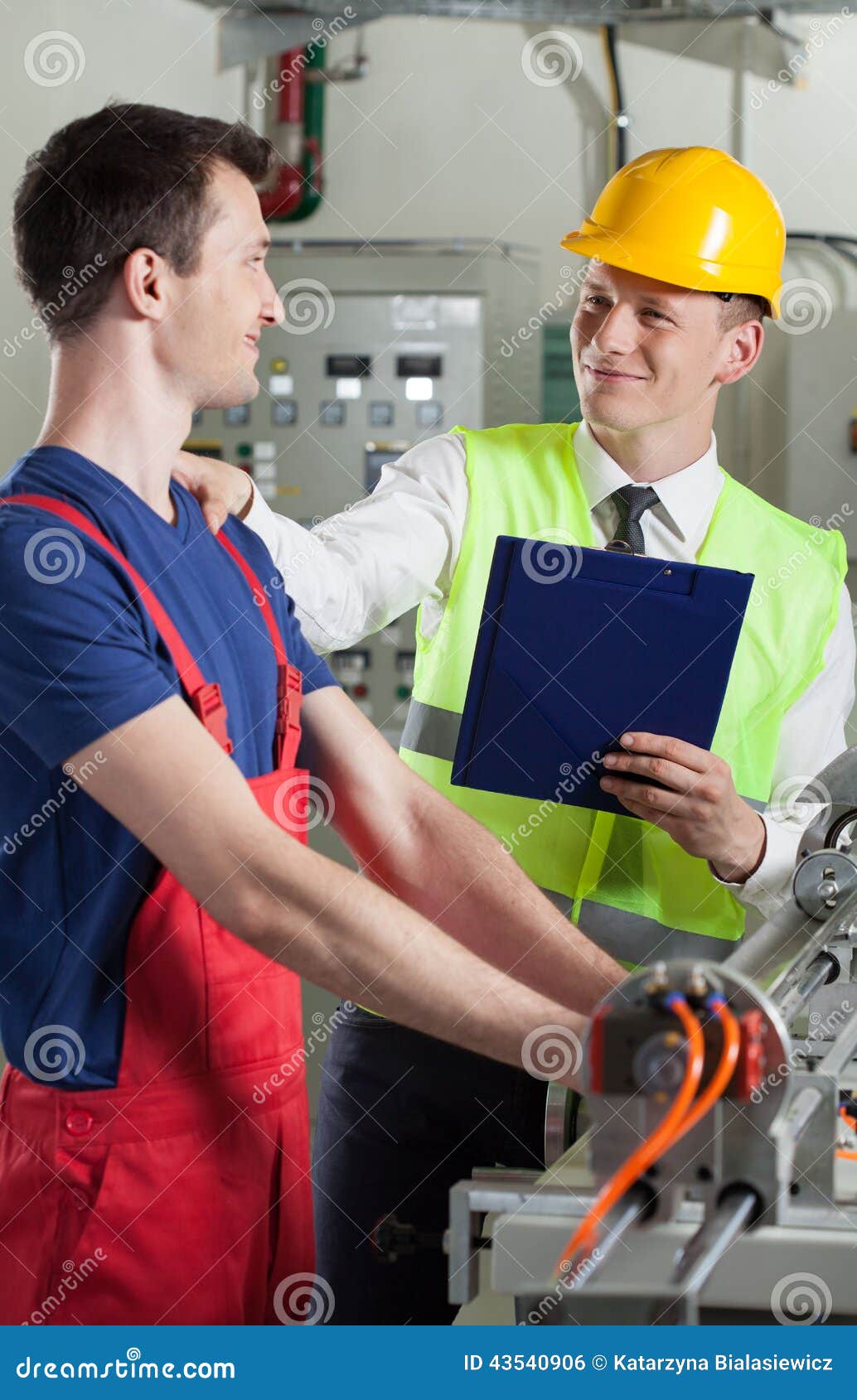 Controller Talking with Factory Worker Stock Photo - Image of precision ...