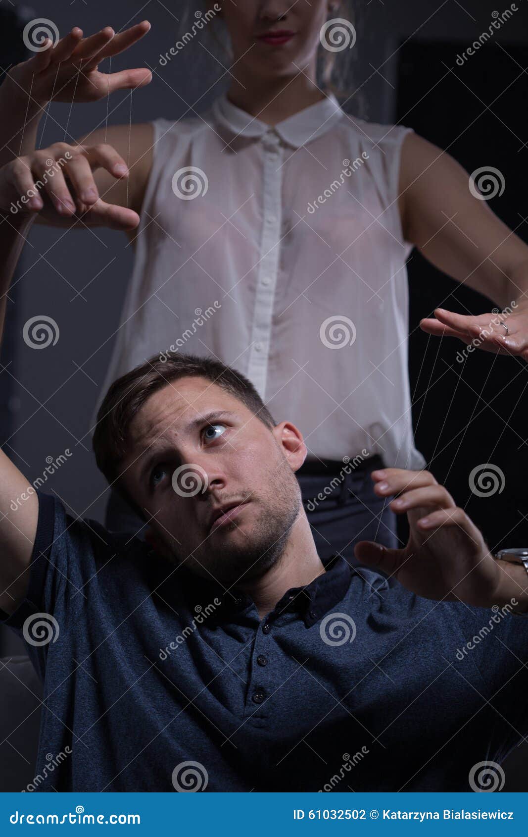 Controlling Aggressive Woman Stock Photo - Image of playing, overpower ...