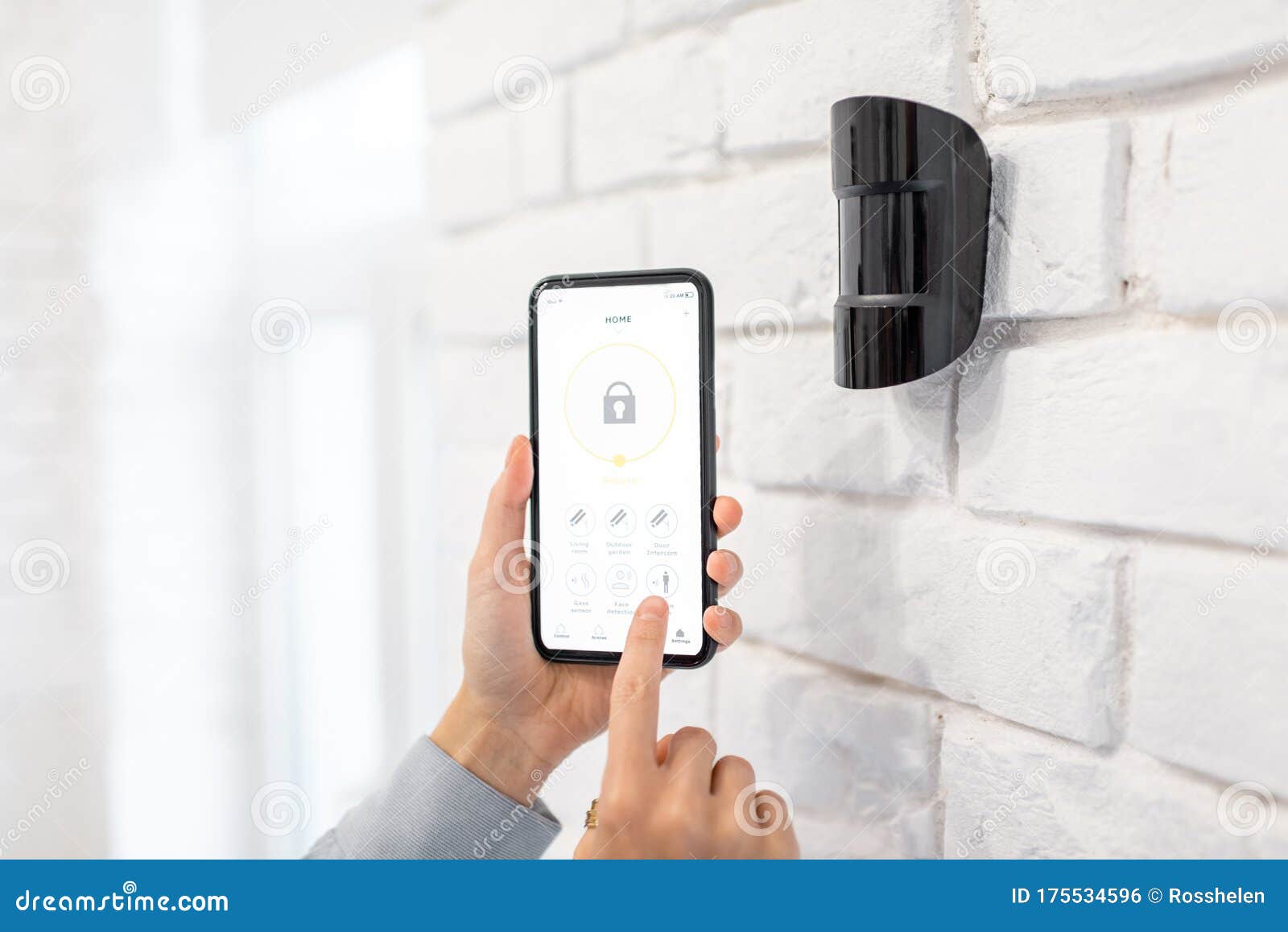 Controlling Alarm System with a Smart Phone Stock Photo - Image of ...