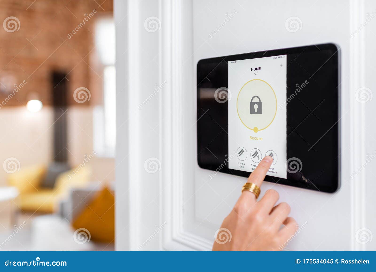 Controlling Home Alarm System with a Digital Touch Screen Panel Stock ...