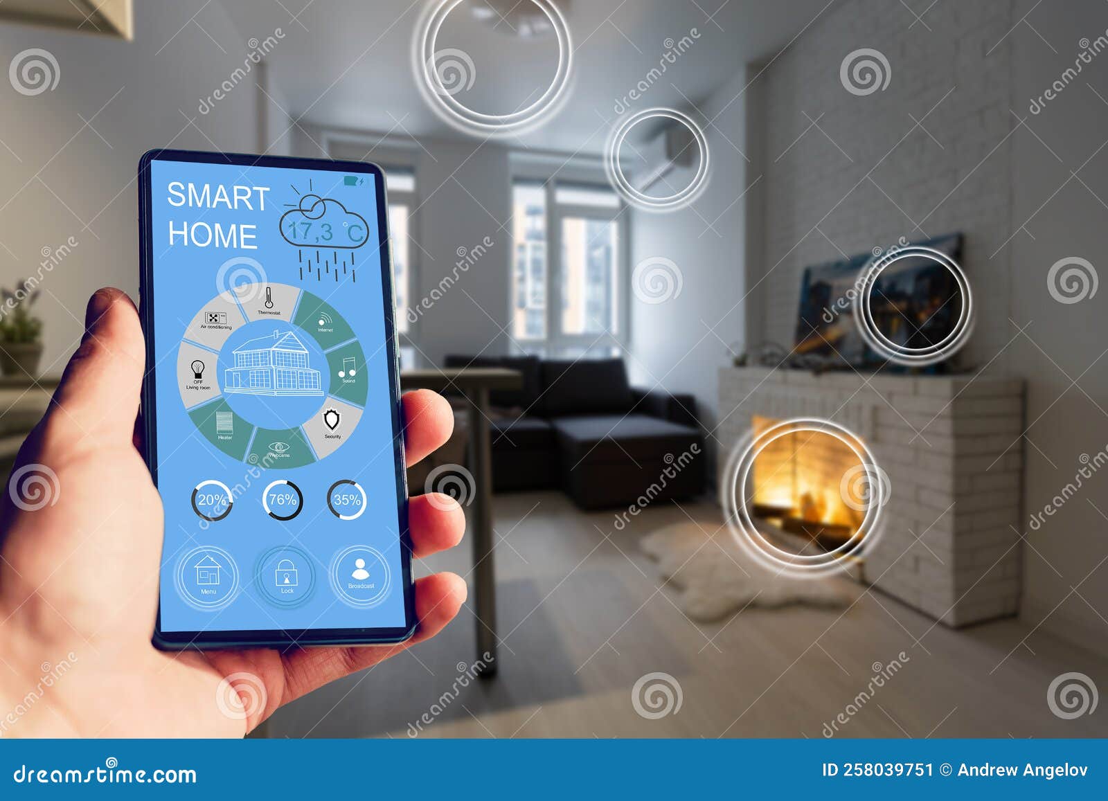 Controlling Home Heating Temperature with a Smart Home, Close-up on ...