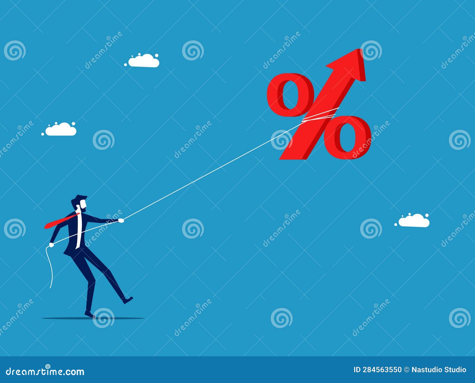 Controlling Inflation or Rising Interest Rates. Businessman Pulling ... Controlling Inflation or Rising Interest Rates. Businessman Pulling ...