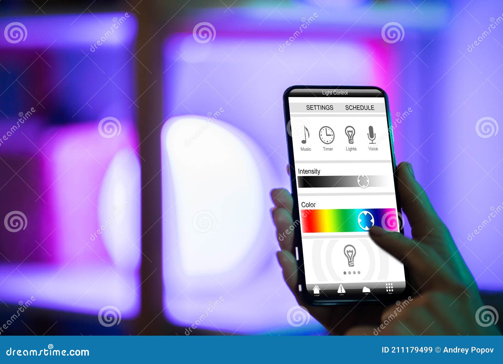 Controlling Light with Application Stock Image - Image of cellphone ...