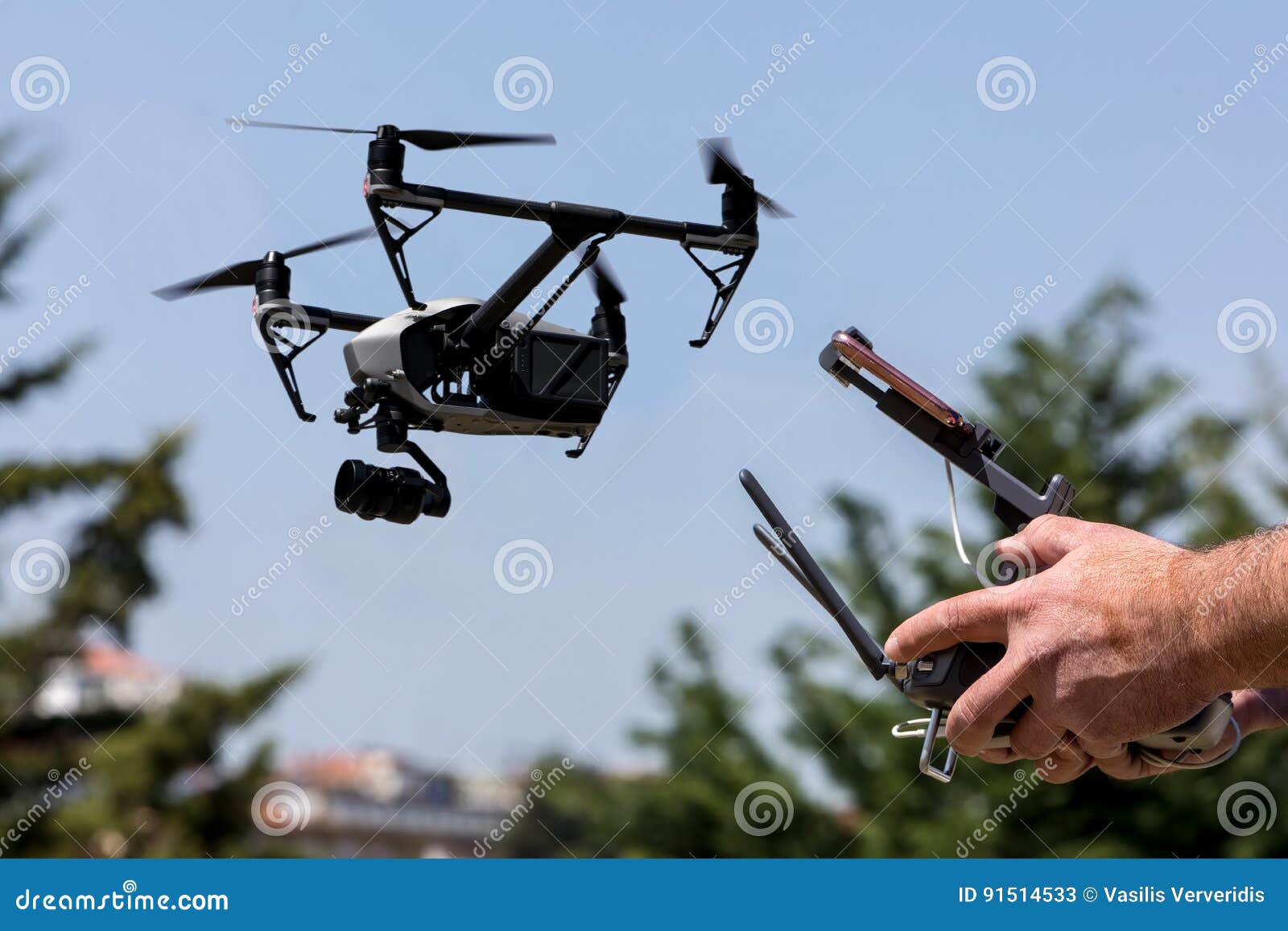 Controlling a Remote Helicopter Drone. Drone Flight Remote Controller ...