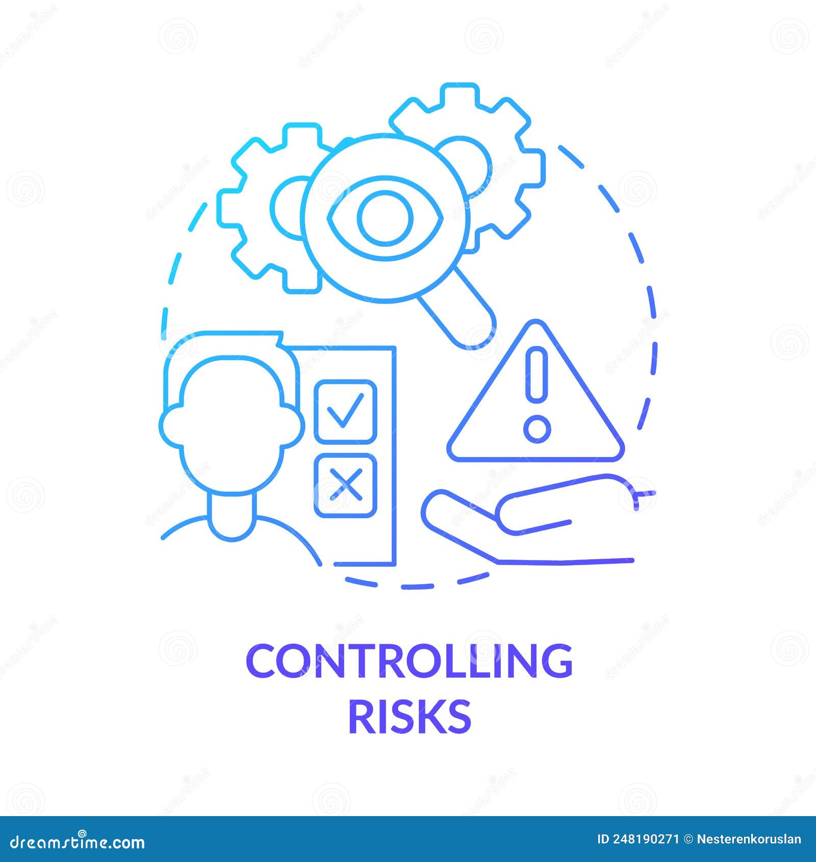 Controlling Risks Blue Gradient Concept Icon Stock Vector ...