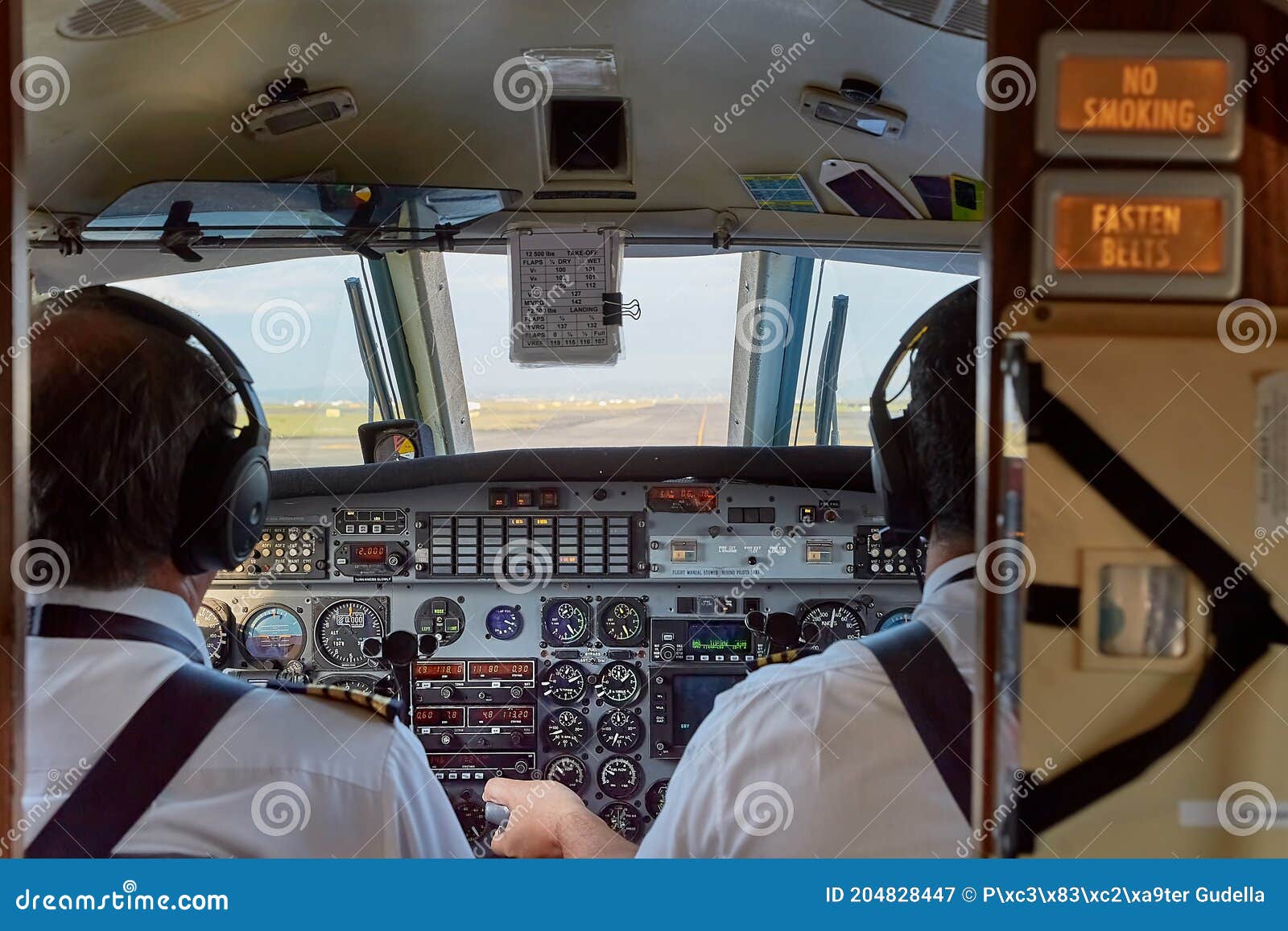 Controlling a Small Aircraft in the Flight Deck Stock Image - Image of ...