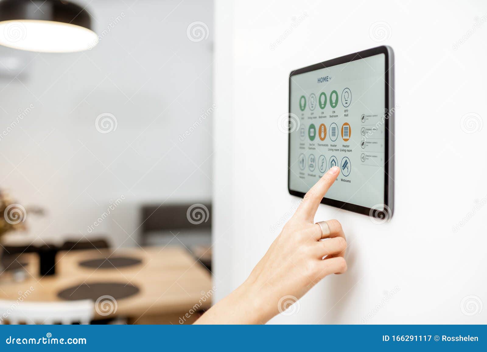 Controlling Smart Devices with a Digital Tablet at Home Stock Image ...