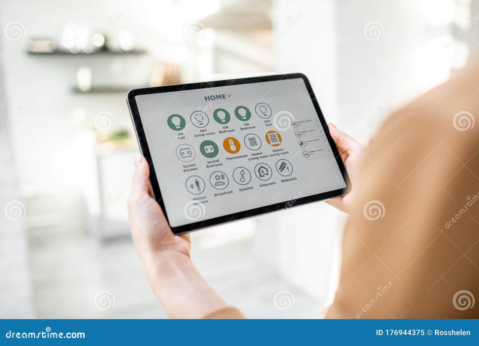 Controlling Smart Home with a Digital Tablet Stock Image - Image of ...