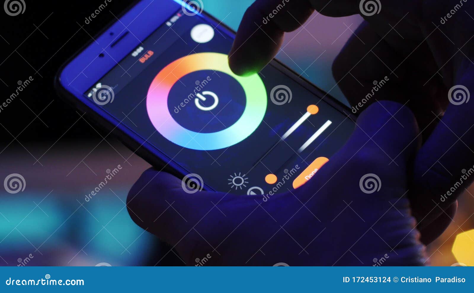 Controlling Smart Lighting with a Mobile Smart Phone Stock Footage ...