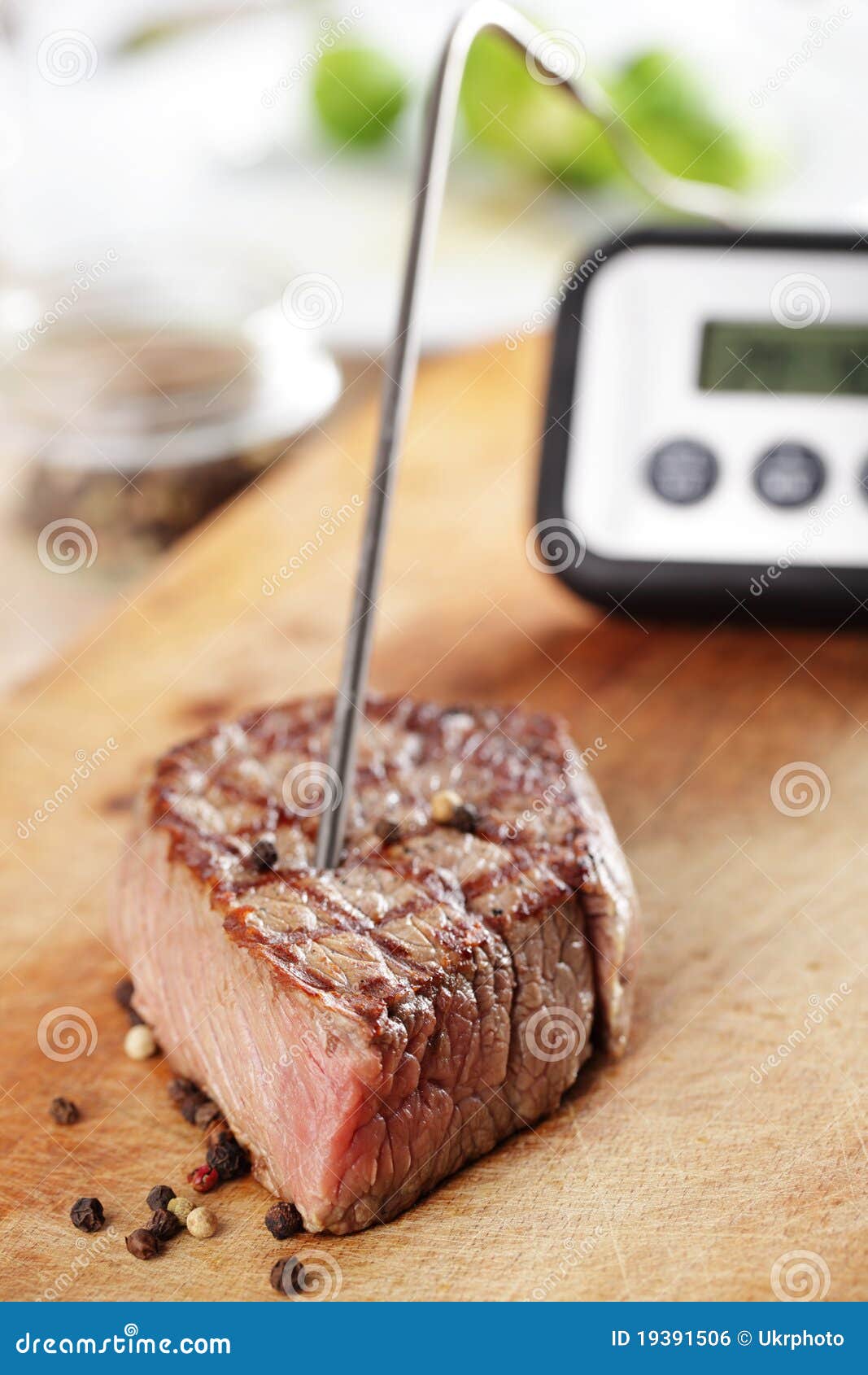 Controlling Temperature Inside the Steak Stock Photo - Image of kitchen ...