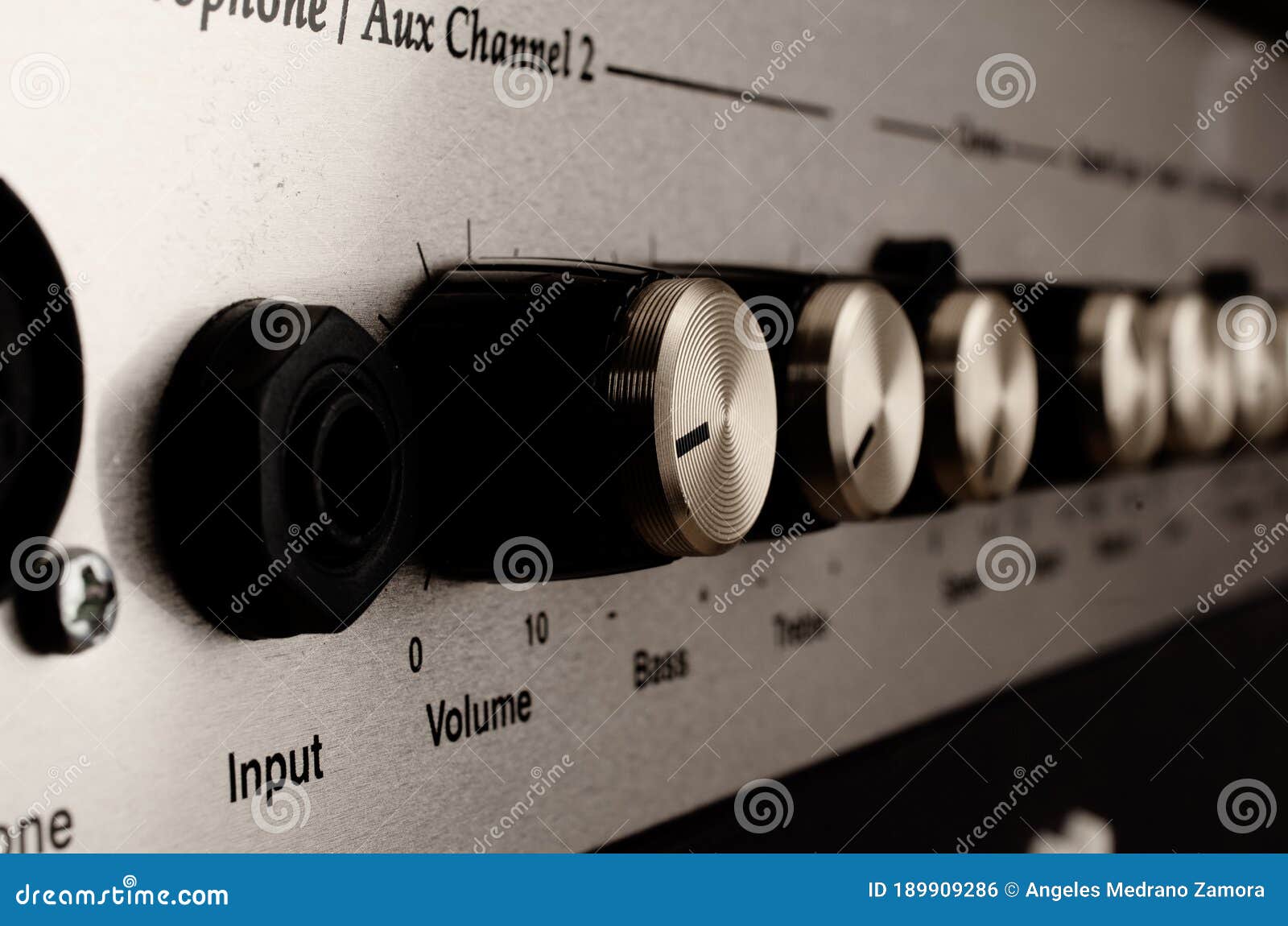 Controls of an amplifier stock photo. Image of audio - 189909286