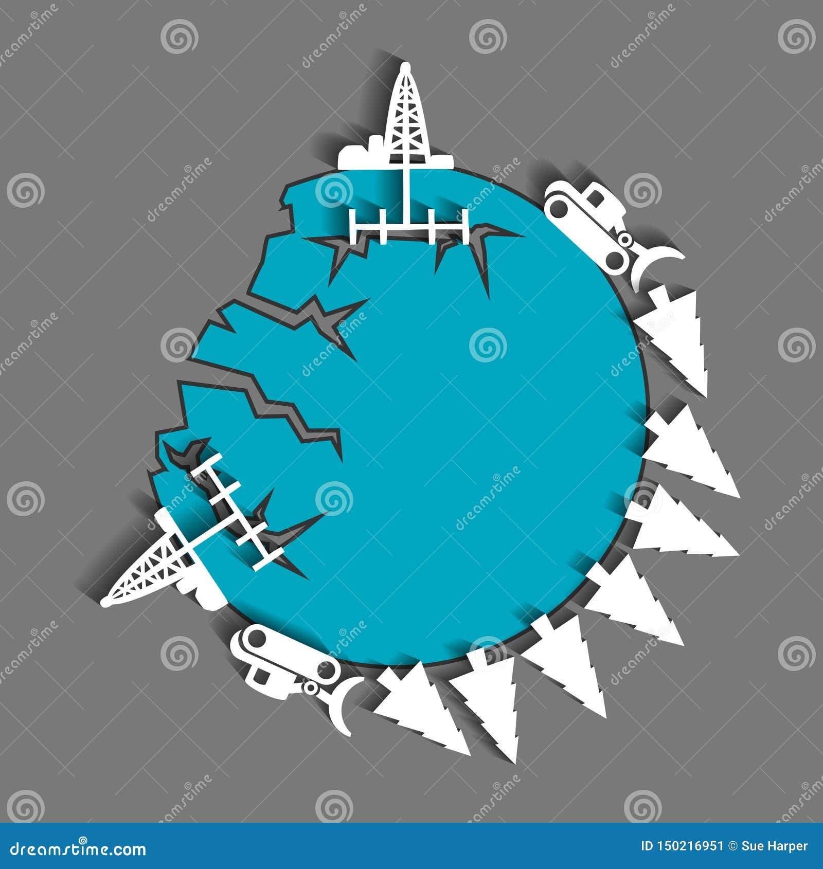 Fracking Drill Rig Destruction of Planet Earth Stock Vector ...