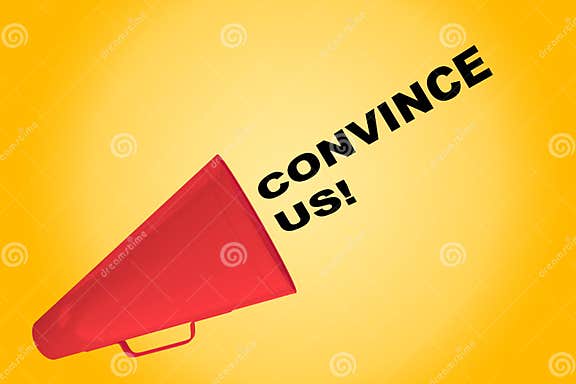Convença-nos! conceito ilustração stock. Ilustração de altifalante ...