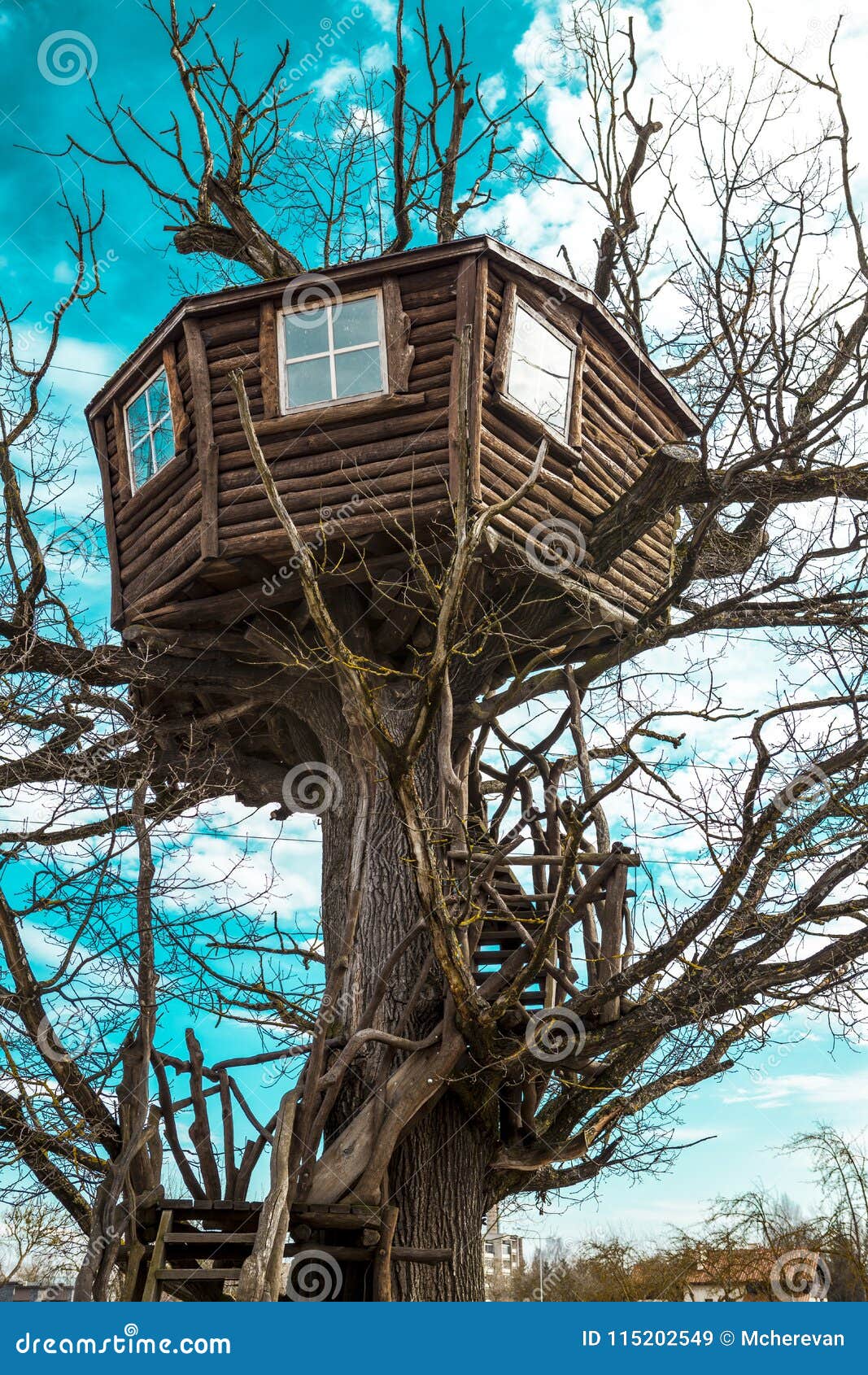 Convenient House in the Trees Stock Image - Image of adventure ...